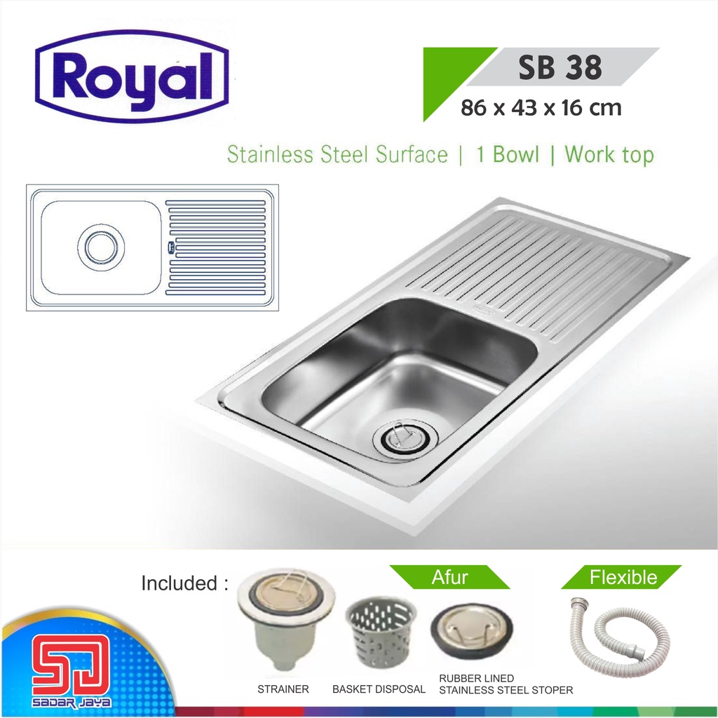 Royal Kitchen Sink SB 38 Kitchen Sink Sink Stainless Steel Dryer Wing ...
