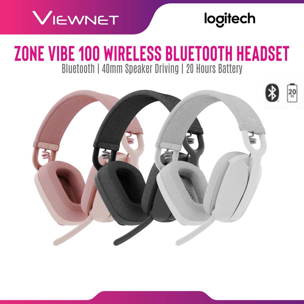 LOGITECH ZONE VIBE 100 WIRELESS PROFESSIONAL HEADPHONES WITH BATTERY ...