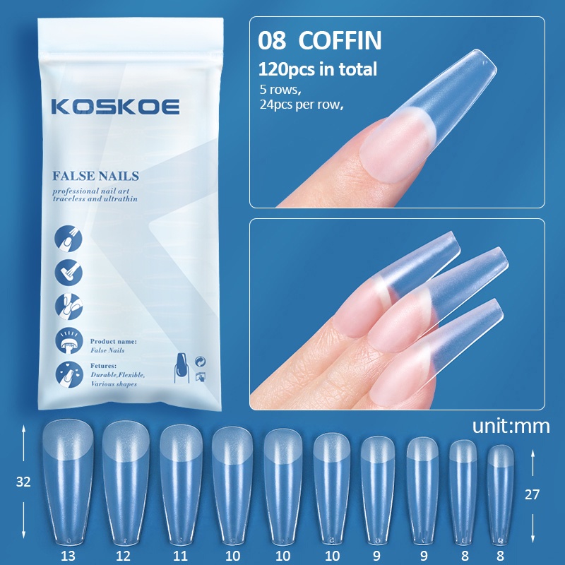 300pcs Box Matte Soft Gel Short Tips Fake Nails Full Cover False Nail