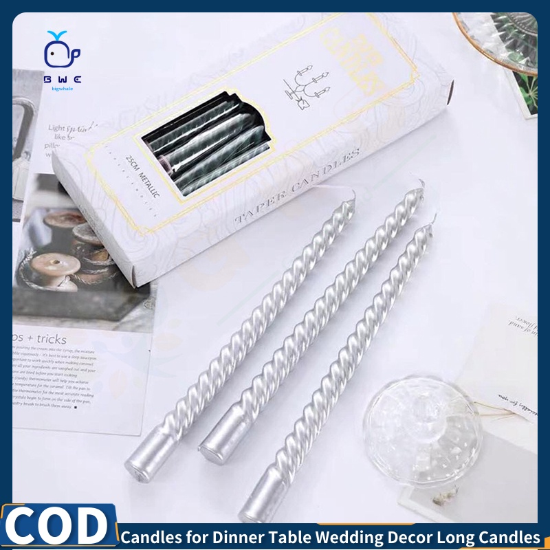 【COD】 Christmas Spiral Twist Decor Long Candle Stick Gold Taper Twisted ...