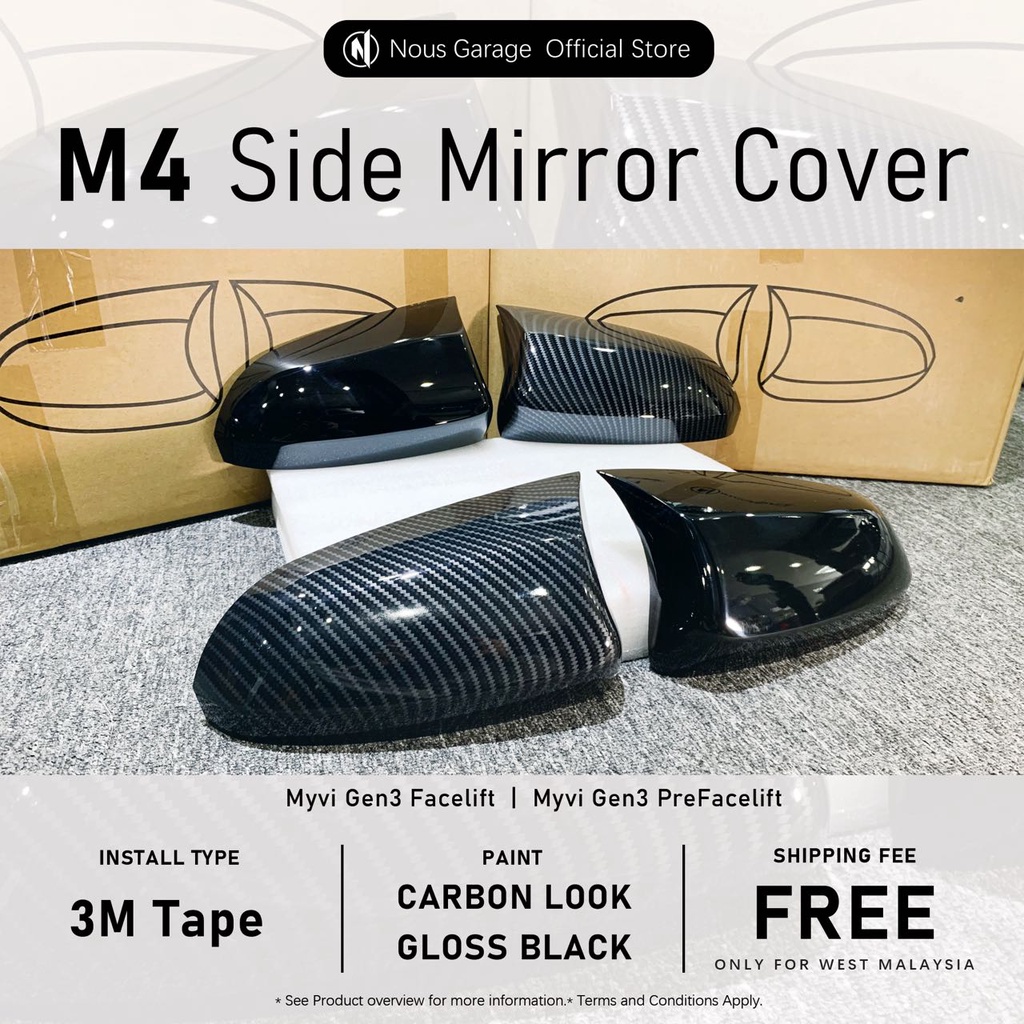 [ Myvi Gen3 ] - 2018-2022 Side mirror cover M4 style by 𝗡𝗢𝗨𝗦 𝗚𝗔𝗥𝗔𝗚𝗘 ...