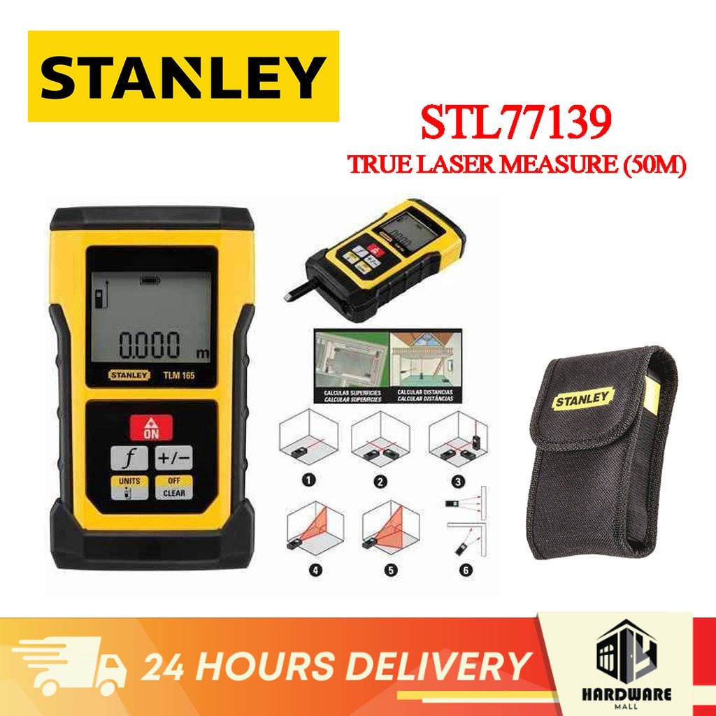 50M STANLEY Digital Laser Distance Electronic Meter Range Finder ...