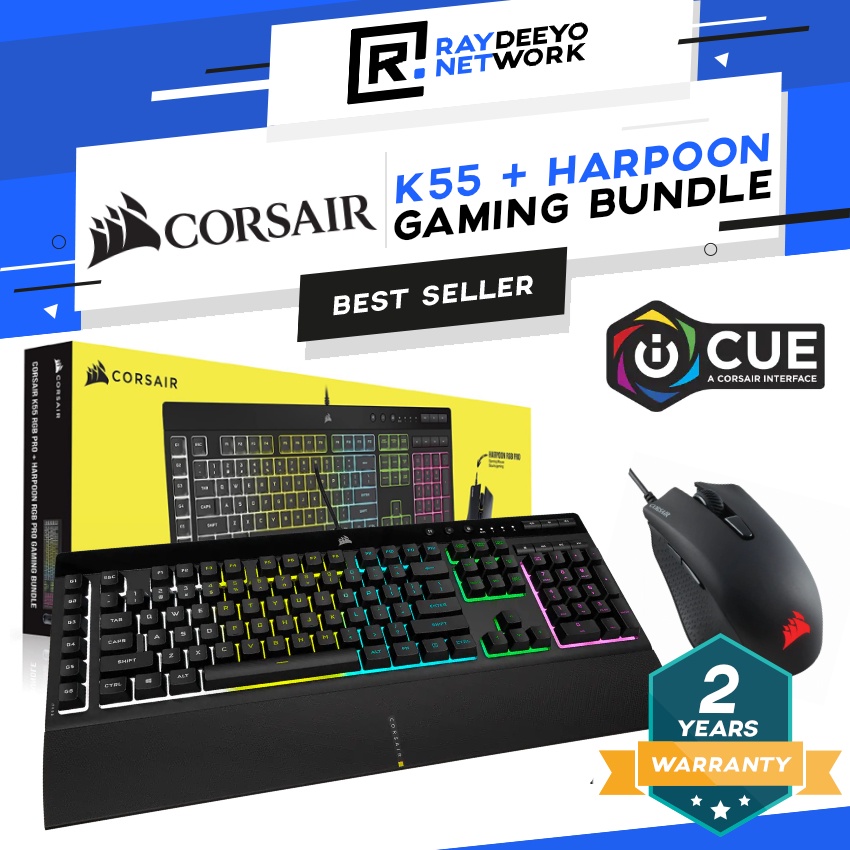 CORSAIR K55 RGB PRO + HARPOON RGB PRO Gaming Keyboard Mouse Bundle ...