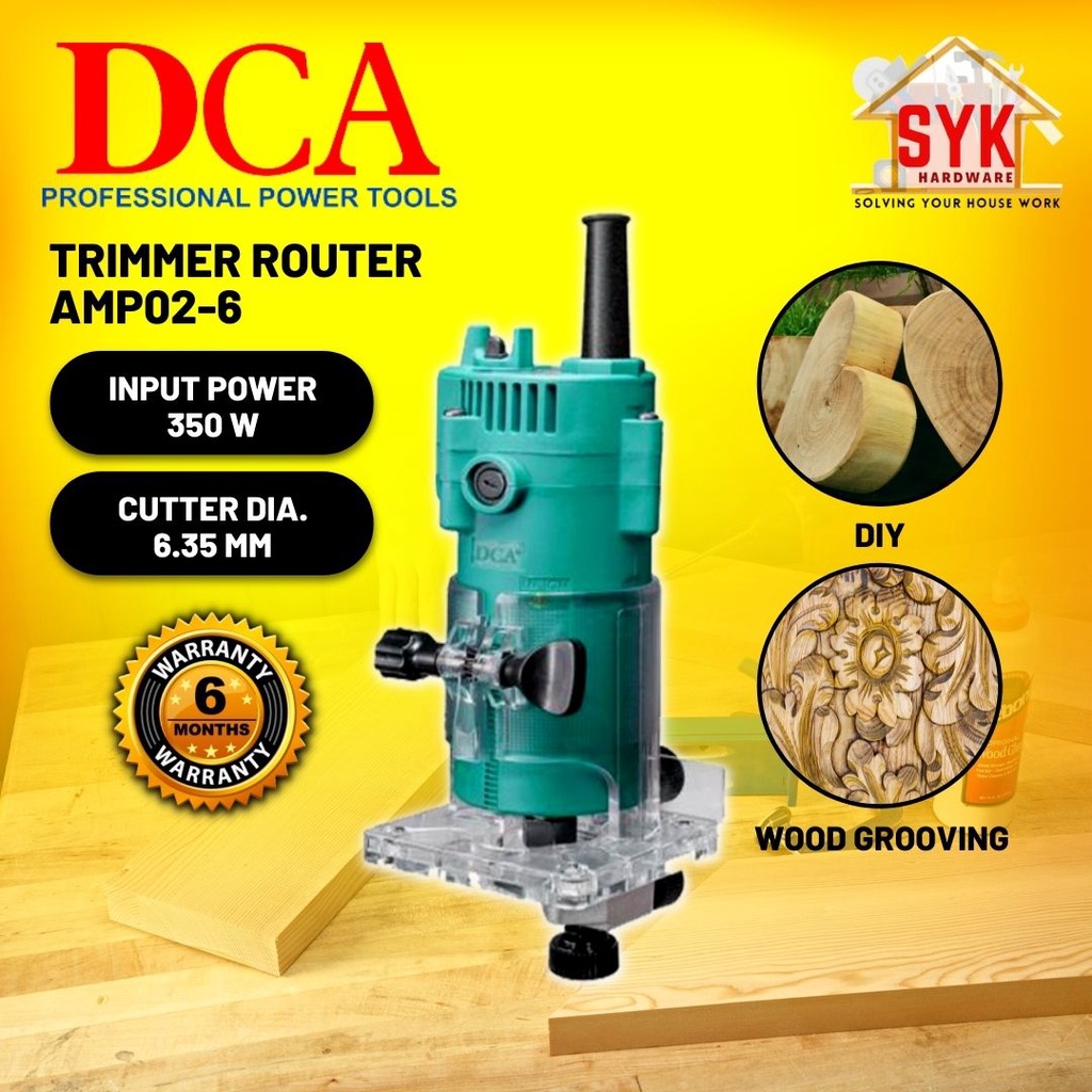SYK DCA Trimmer Router 350W AMP02-6 Woodworking Power Tools Wood ...