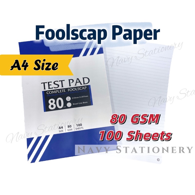 【READY STOCK】 Test Pad/ Foolscap Paper A4 Size 80GSM 100Sheets | Kertas ...
