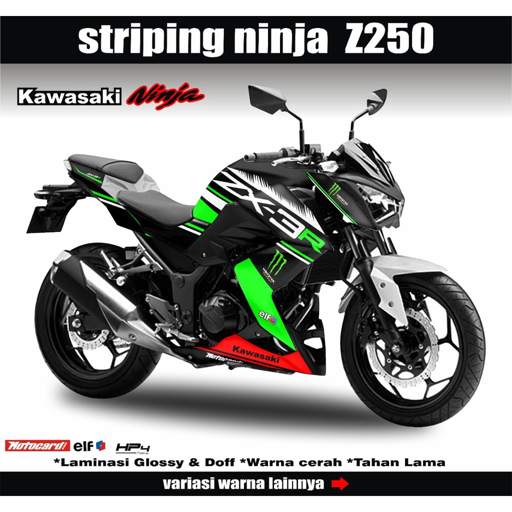 KAWASAKI Z250 ZX3R EDITION STRIPING STICKER / NINJA Z250 MOTORCYCLE ...
