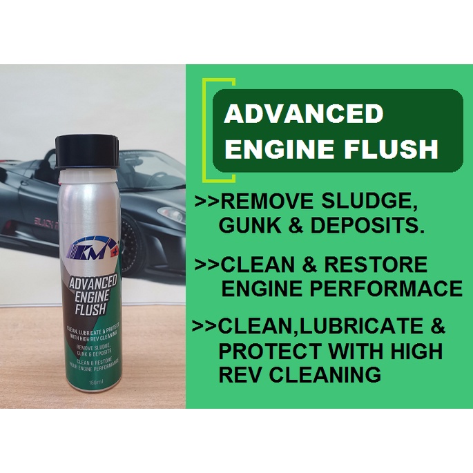 KM+ ADVANCED ENGINE FLUSH 150 ML REMOVE ENGINE OIL SLUDGE DEPOSIT / REMOVE ENGINE OIL CARBON ...