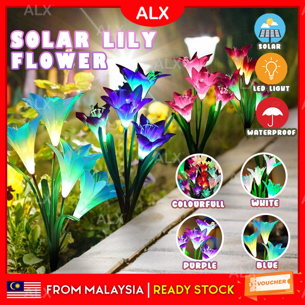 ALX Waterproof LED Solar Lily Flower Lighting Color Changing Home ...