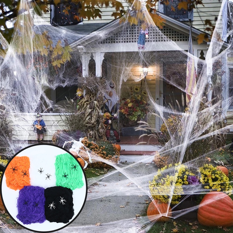 Halloween Scary Party Scene Props White Stretchy Cobweb Spider Web ...
