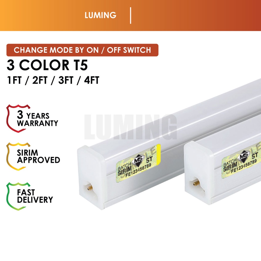 LMG_SIRIM Premium LED T5 3 Color Tube Light Wall Ceiling Strip Lighting ...