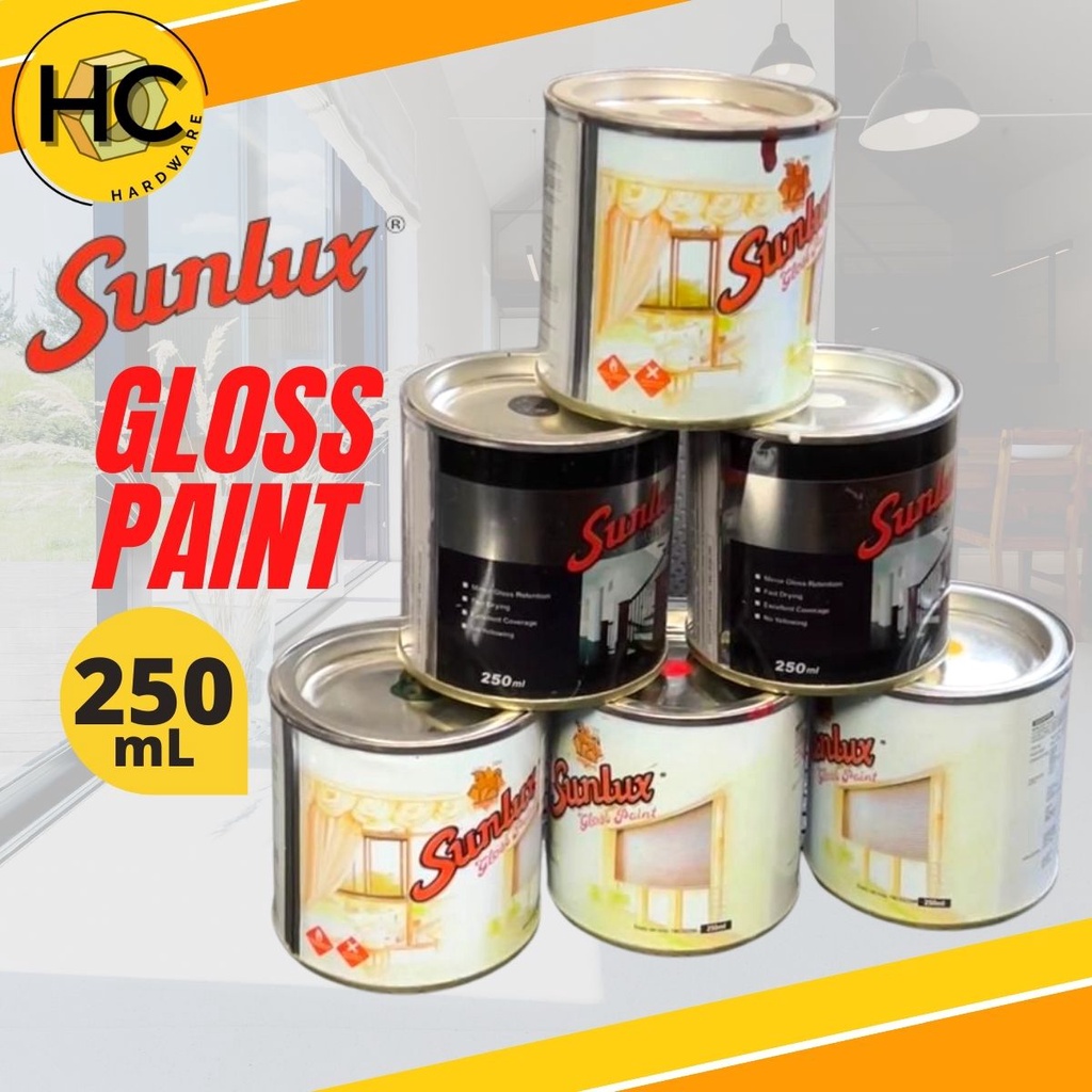 250ML SUNLUX Gloss Paint Glossy Wood Or Metal Paint / Cat Kayu Besi ...