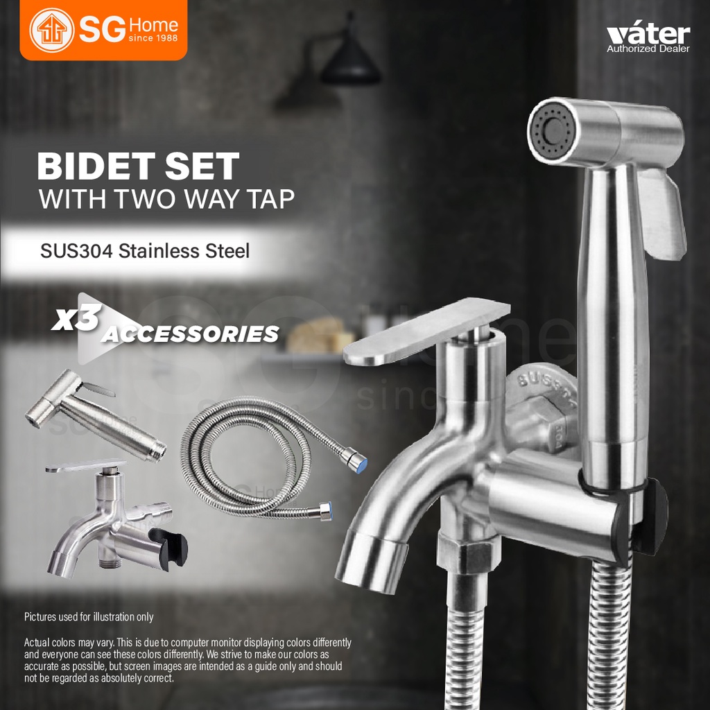 [READY STOCK] Vater SUS304 Silver Toilet Bidet Set With Angle Valve ...