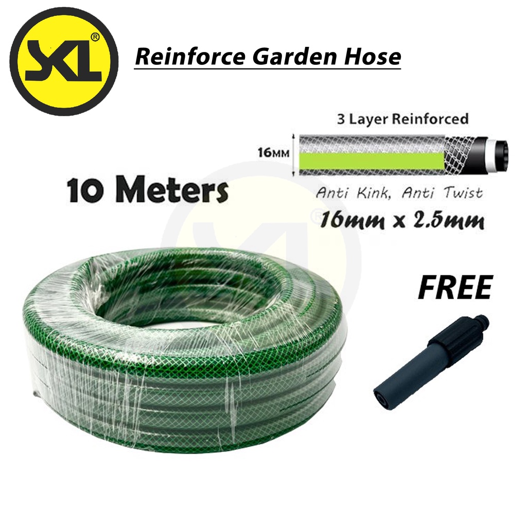 10m x 2.5mm Reinforced PVC Flexible Garden Hose Green Getah Paip/ Paip ...