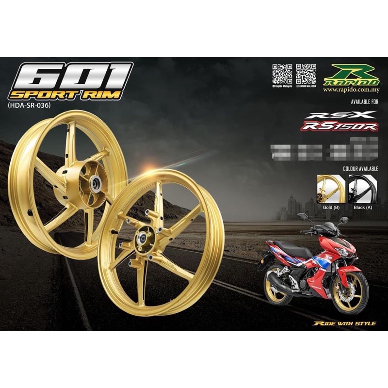 Rapido Sport Rim 601 Honda Rs150r/RSX 150 ABS 1.85 &2.75 | Shopee Malaysia