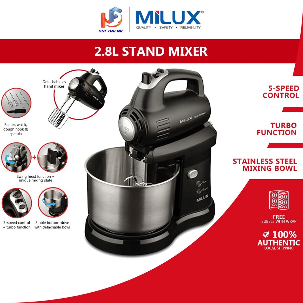 Milux Multi Pro Stand Mixer (2.8 L) MSM-9512 MSM9512 | Shopee Malaysia