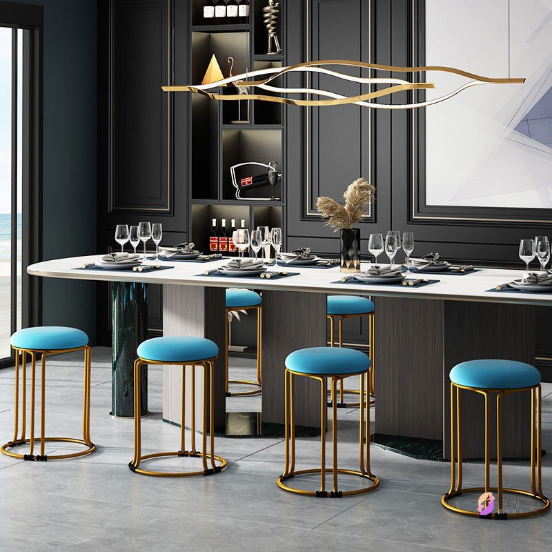 Bar Chair Elegant Solid Wood High Stool Round Stool Chair Cushion ...