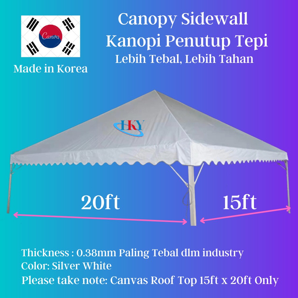 Canvas Only 20 ' x 20' Pyramid Canopy Tent White Silver PVC Tarpaulin ...