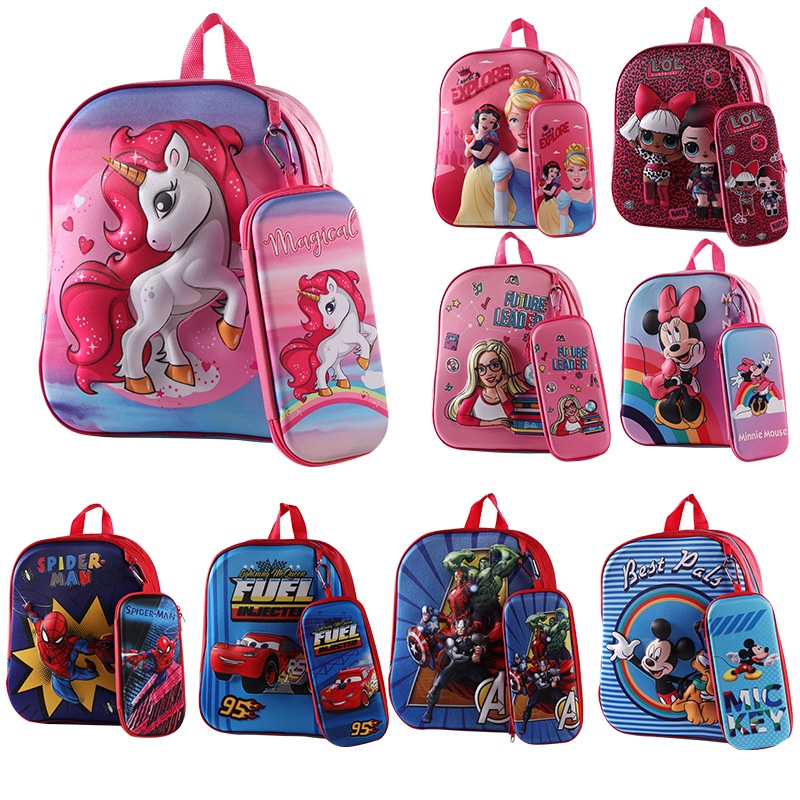 3D Children Cartoon Backpacks New 2-piece Set Barbi Princess Girl ...