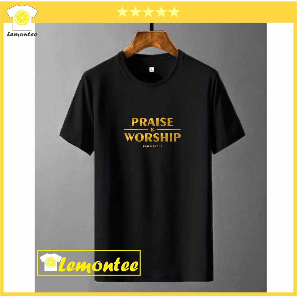 Praise & WORSHIP GOLD Catholic Christian Spiritual T-Shirts Distro Men ...