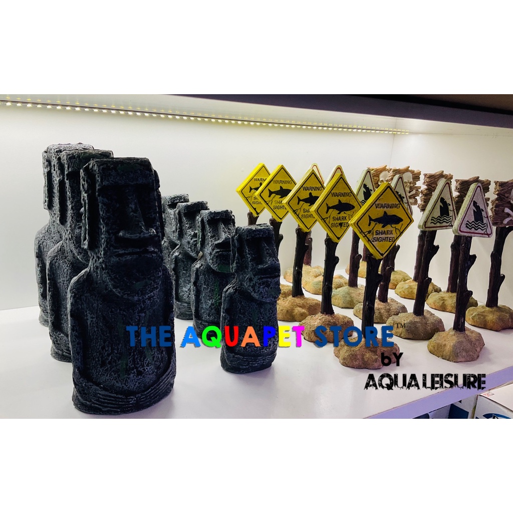 AQUARIUM DECORATION SHARK WARNING SKELETON MOAI STATUE | Shopee Malaysia