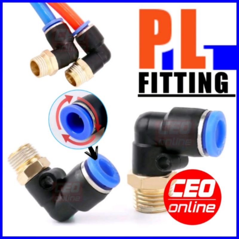 CEO 🇲🇾 PL Elbow Pneumatic Fitting L Shape Push In Hose OD 6mm 8mm 10mm ...