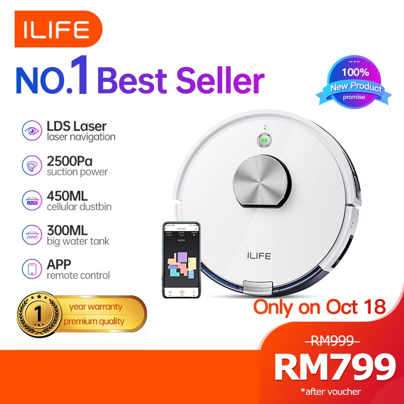 ILIFE L100 LDS Laser Navigation Smart Robot Vacuum Cleaner | APP Custom Cleaning | 2500Pa ...