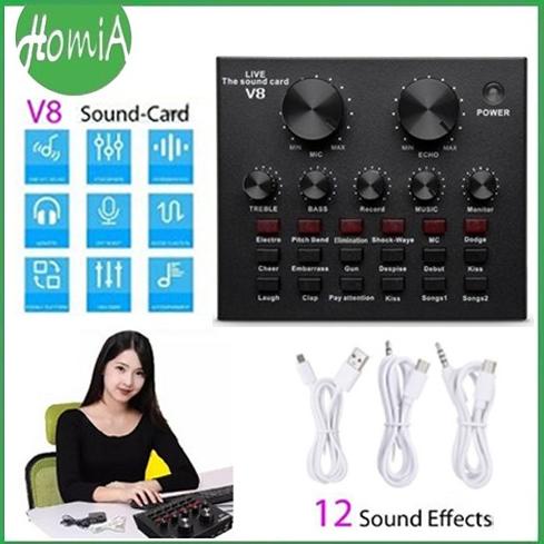 Sound Card V8 Mixer External Singing Live Soundcard Audio Microphone ...
