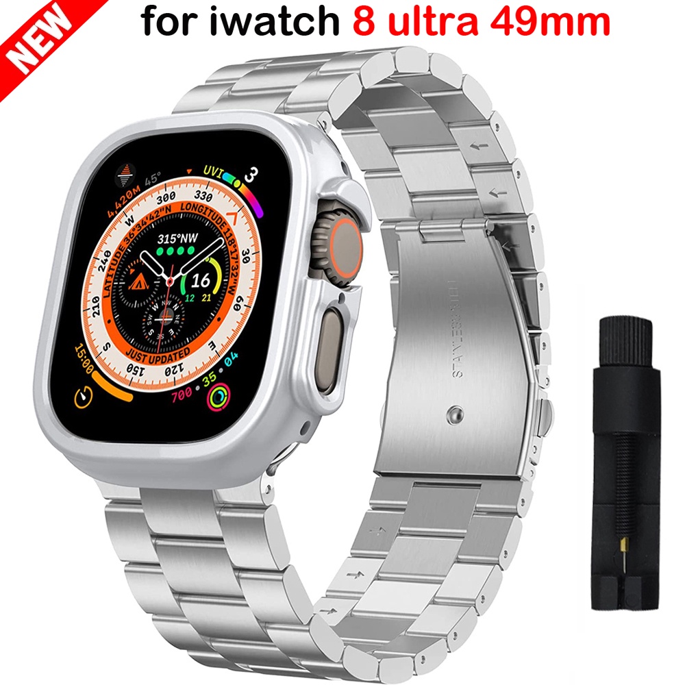 Case +Bands Compatible for iWatch Ultra Band 49mm with Stainless Steel ...