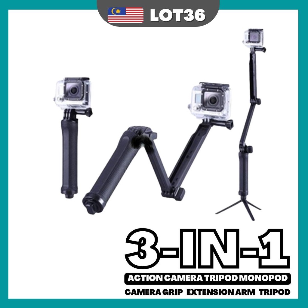 Proocam 3-Way 3in1 Mount Monopord Pro-F117 for Gopro Hero , SJCAM ...