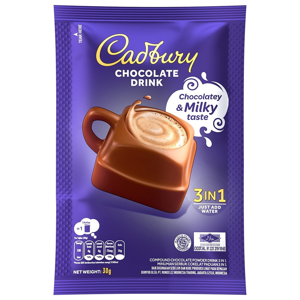 Cadbury 3 in 1 hot chocolate 30g 1 piece | Shopee Malaysia
