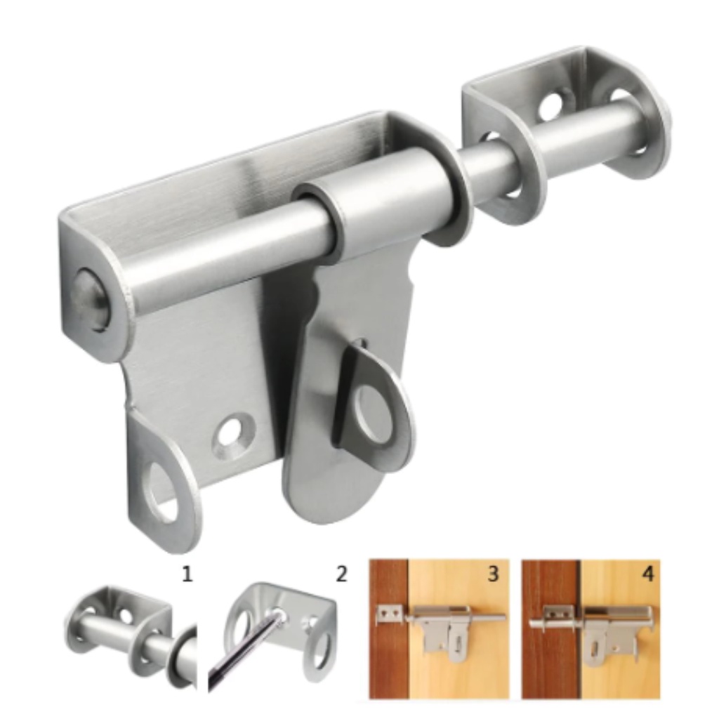 304 Stainless Steel Door Lock Barrel Bolt Latch Padlock Clasp Set Home ...