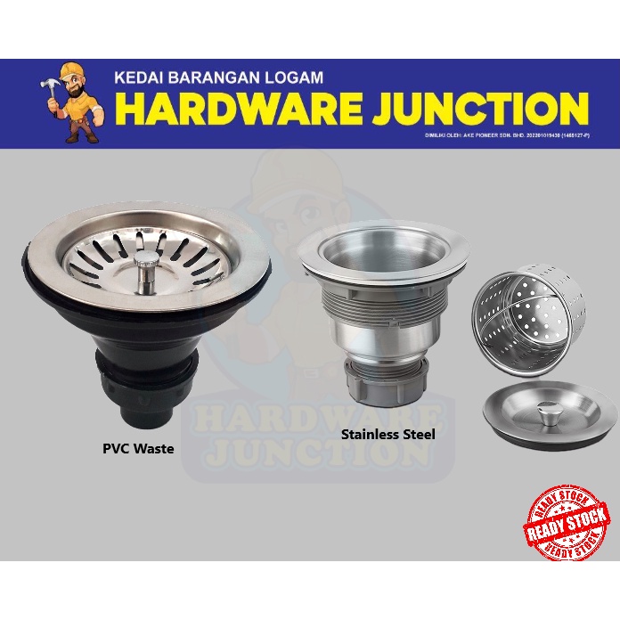 PVC SINK WASTE | STAINLESS STEEL SINK WASTE BASKET WITH PVC FILTER TRAY ...