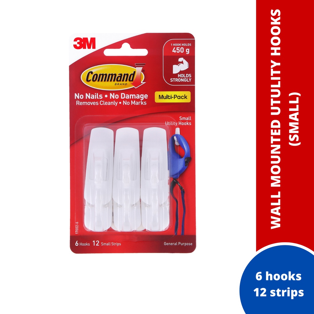 3M COMMAND Wall Mounted Utility Hooks - Damage Free Removable, Strong ...