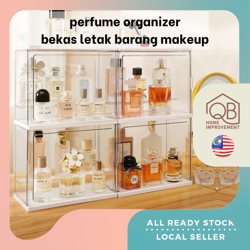 QB Perfume Box makeup Organizer Transparent Dust Proof Acrylic Display ...