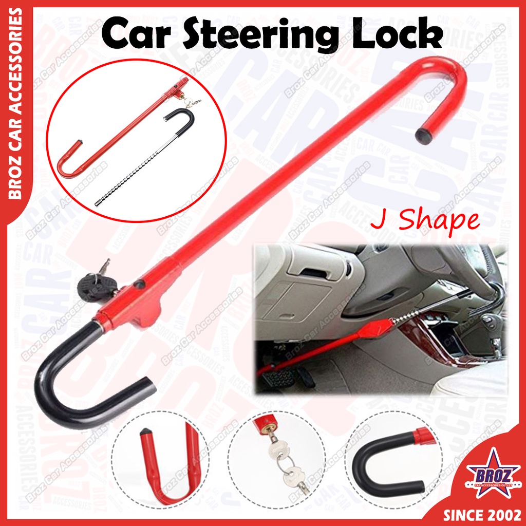 Universal J Shape Car Steering Lock Adjustable DIY Kunci Stereng Kereta ...