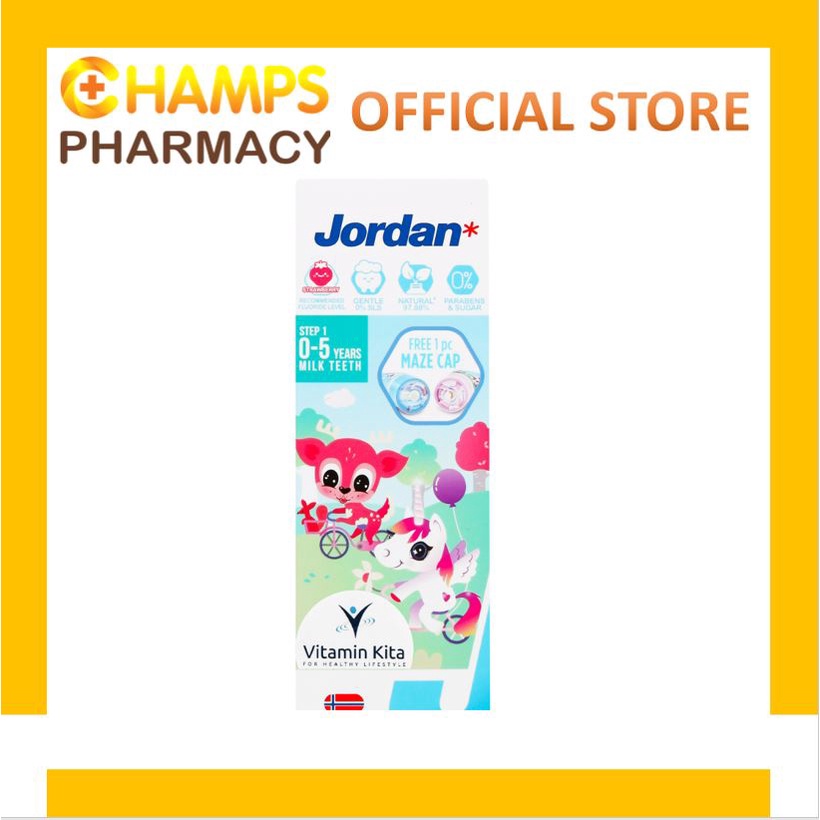 Jordan Step 1 Kids Milk Teeth Toothpaste Mild Strawberry Flavour 0-5 ...