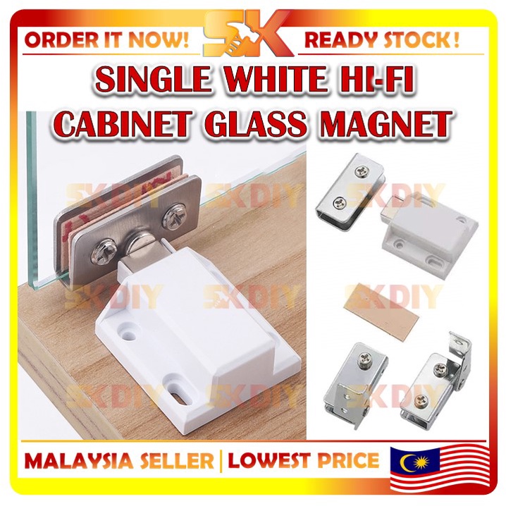 High Quality! Single White Hi-Fi Cabinet Glass Magnet Door Push To Open ...