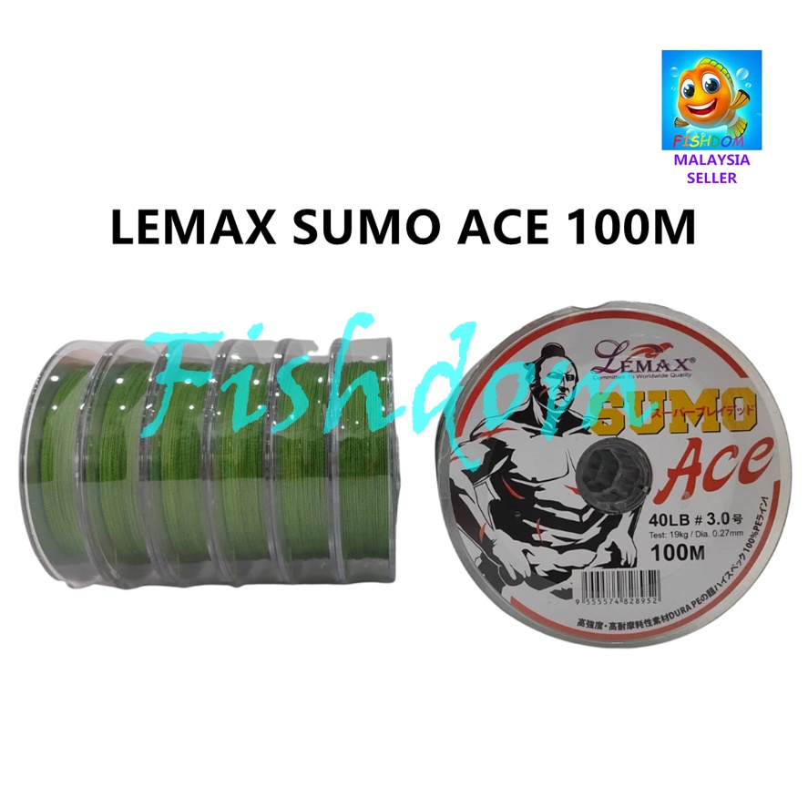 FISHDOM LEMAX SUMO ACE 100M 100% PE BRAIDED LINE SUPER STRONG FISHING ...