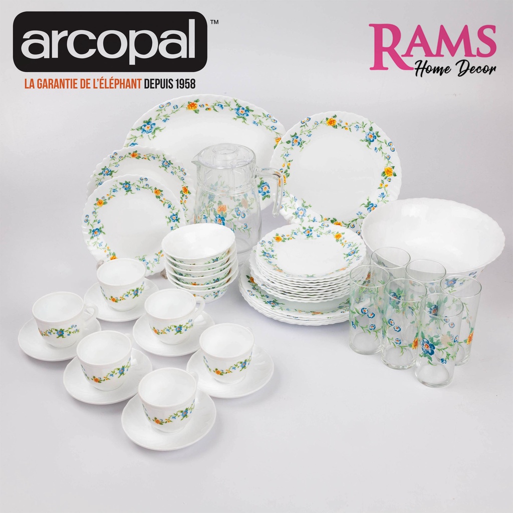 Arcopal 38 Pcs Tempered Glass Dinner Set / Dishwasher Safe / Microwave ...