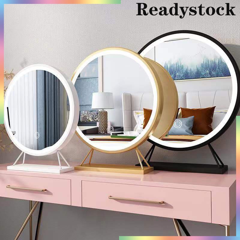🔥Readystock🔥LED Cosmetic Mirror Makeup Round Mirror Nordic Gold with ...