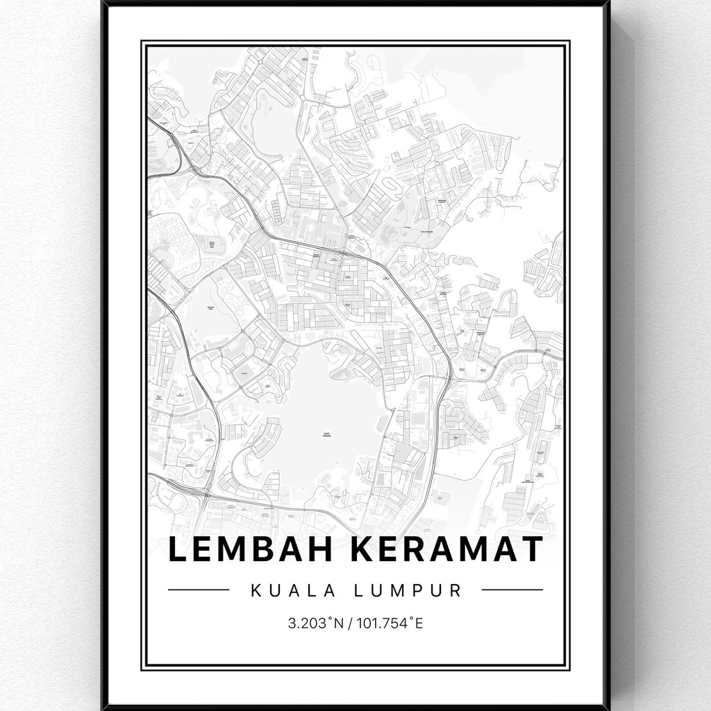 Lembah Keramat, Kuala Lumpur - Modern Minimal City Map Poster by ...