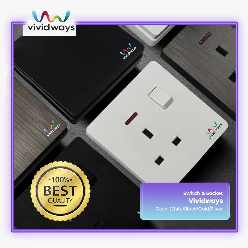 K2 VIVIDWAYS S1 SWITCH & SOCKET SIRIM APPROVED WHITE/BLACK/SILVER/GOLD ...