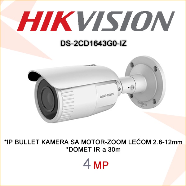 HIKVISION DS-2CD1643G0-IZ Network 4MP H.265 True WDR 2.8mm - 12mm ...