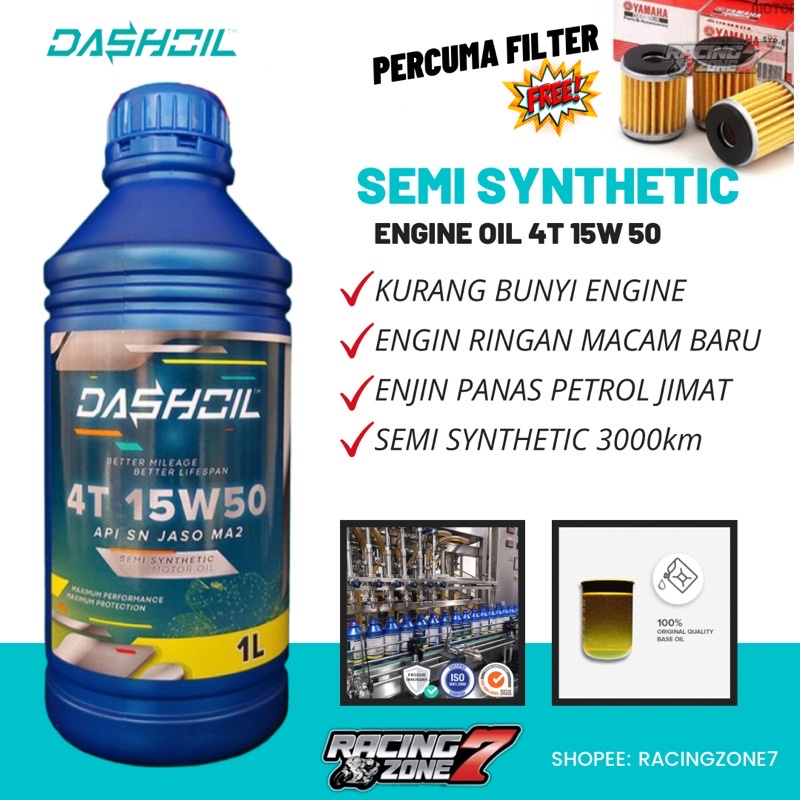 Original DashOil 4T 15W50/ Semi Synthetic SN Motorcycle Engine Oil ...