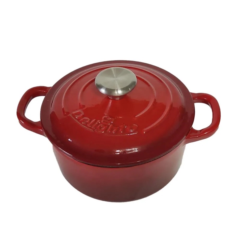 Delighto Cast Iron Casserole Soup Pot 24cm (Red / Orange / Dune ...