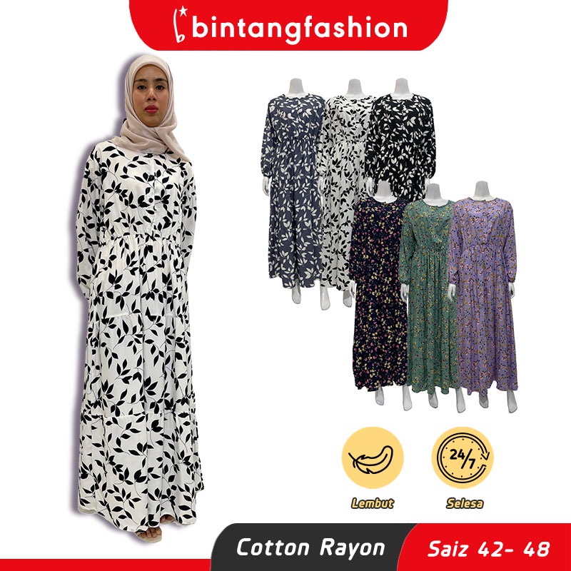 Bintang Fashion Dress Muslimah Floral Saiz Besar | Jubah Dress Corak ...