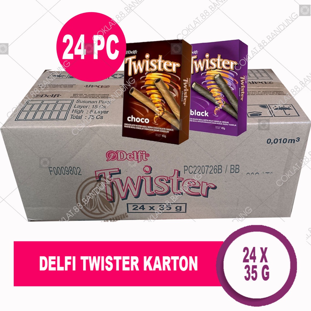 Delfi TWISTER 35GR Carton 24box X 35GR, DELFI Chocolate WAFER ROLL ...