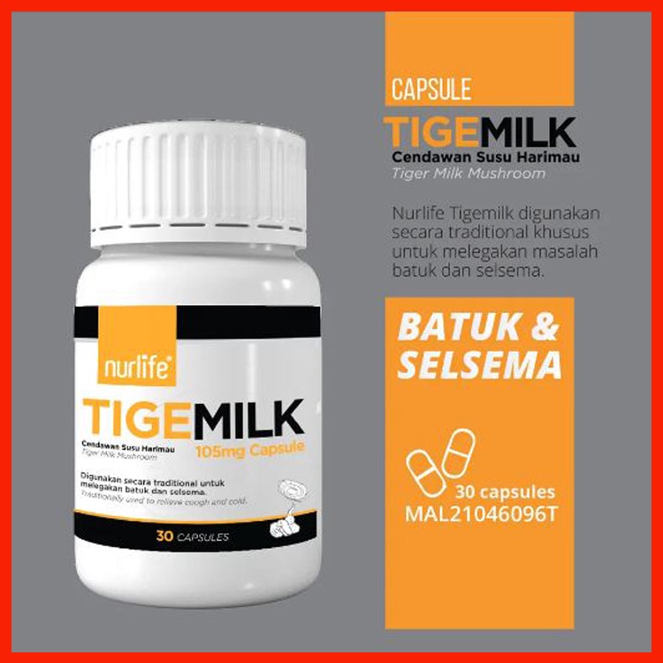 TIGER MILK Mushroom Capsules CENDAWAN SUSU HARIMAU Nurlife Tigemilk ...