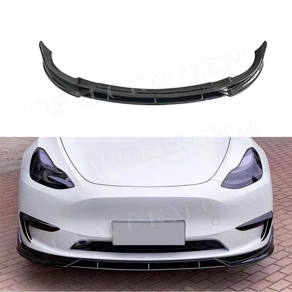 Carbon Fiber Front Lip Spoiler for Tesla Model Y 2021+ Front Bumper Lip ...