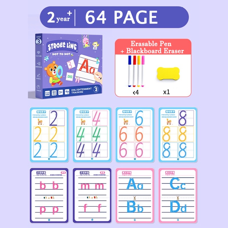 【Explosive 】Children's magic drawing exercise book can erase pen ...